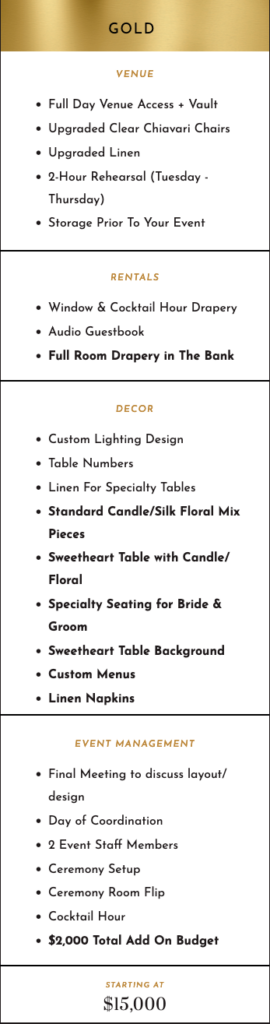 Price List for Metro Detroit Event Space Venue and Rentals.